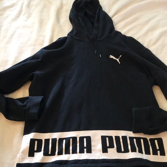 Puma | Shirts | Puma Spelled Out Hem Hood Hoodie Mens Large Read | Poshmark